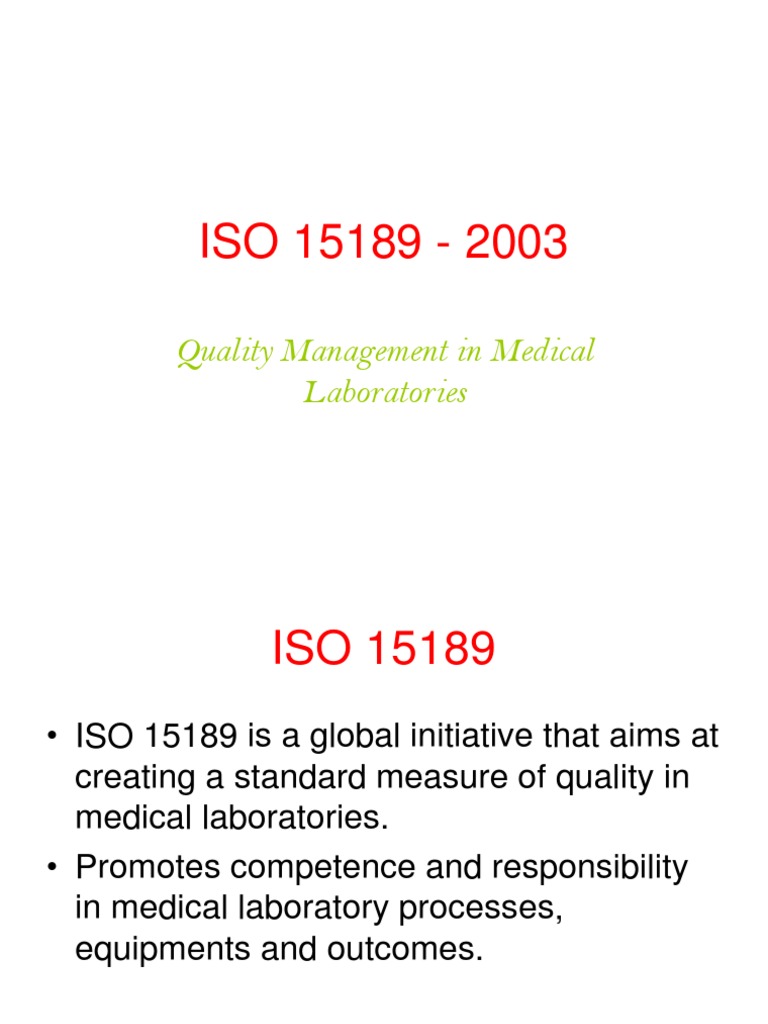 Iso 15189 - 2003 | PDF | Quality Assurance | Medical Laboratory