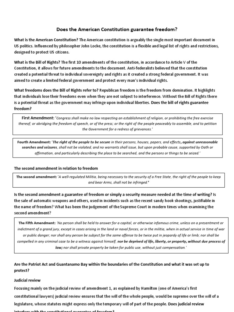 Does The American Constitution Guarantee Freedom? | PDF