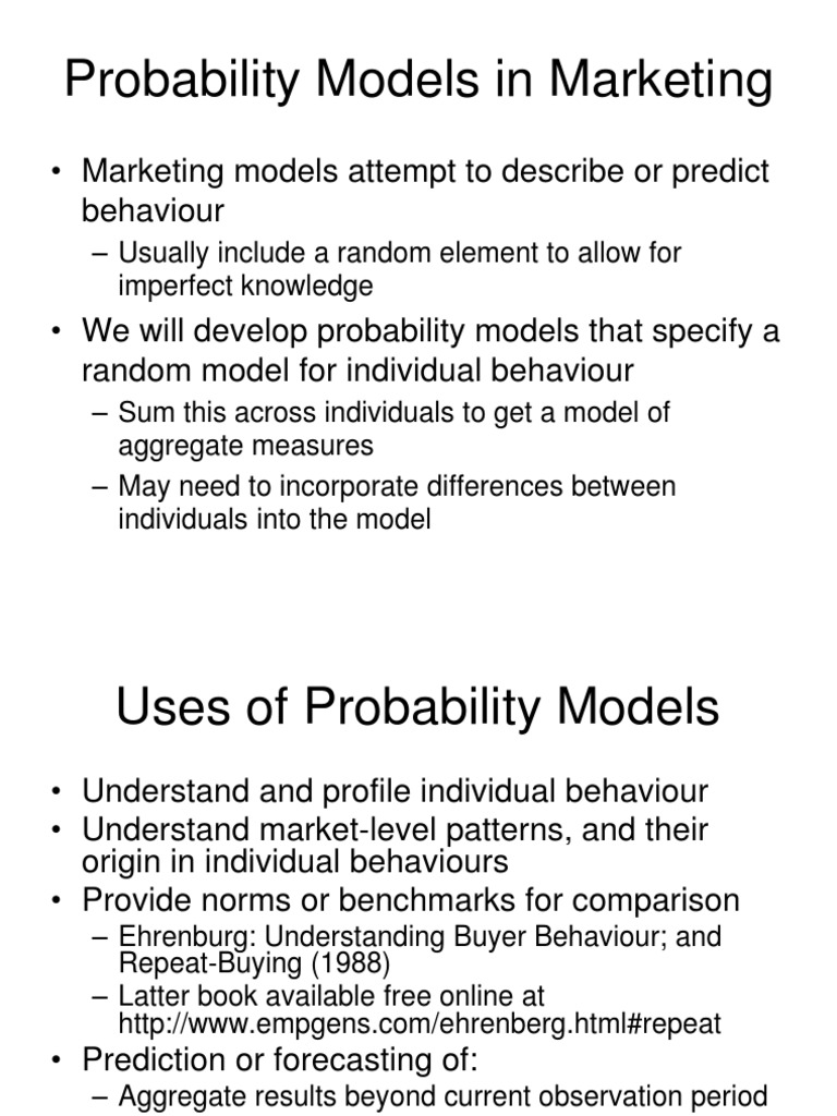 Probability Models in Marketing | PDF | Probability Theory | Statistics