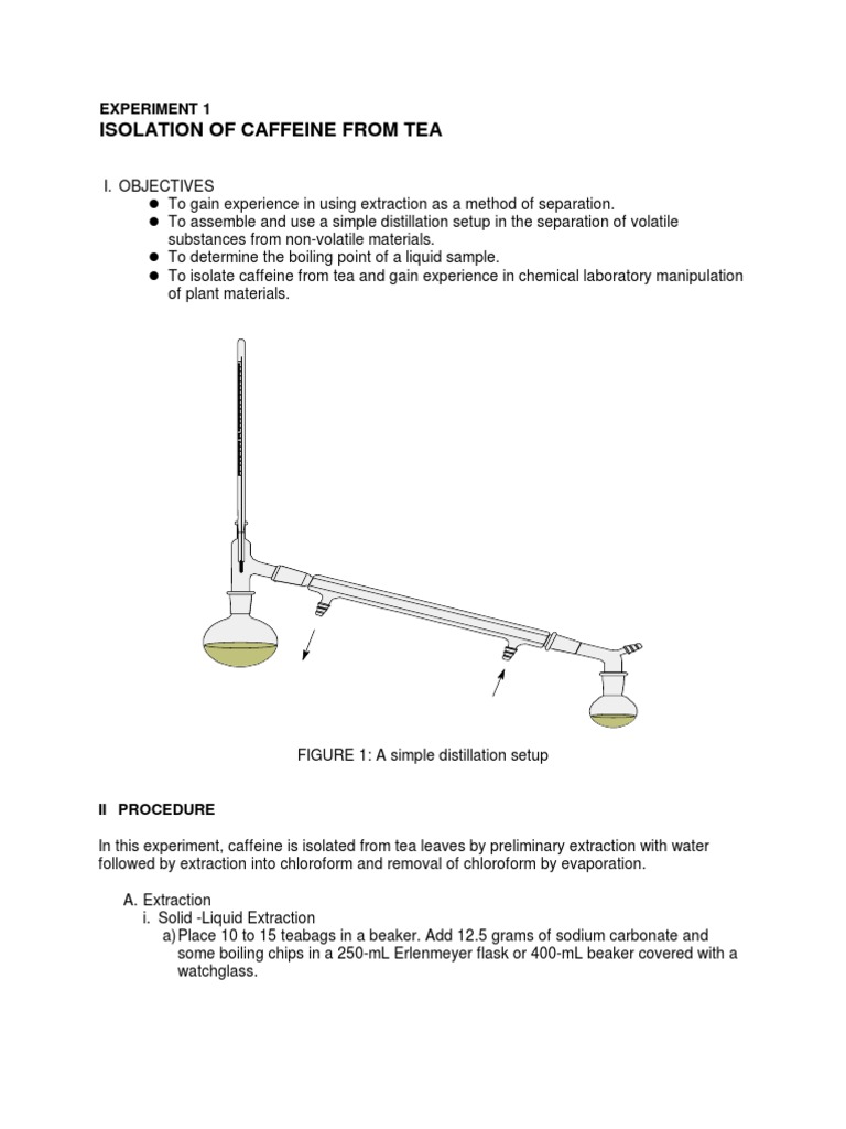 Caffeine Isolation from Tea Experiment | PDF | Distillation | Chemistry