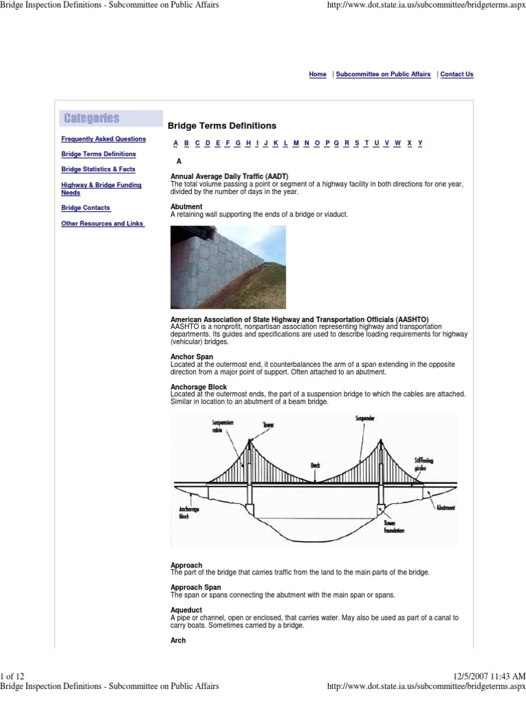 Bridge Construction Terminology Guide | PDF | Truss | Bridge