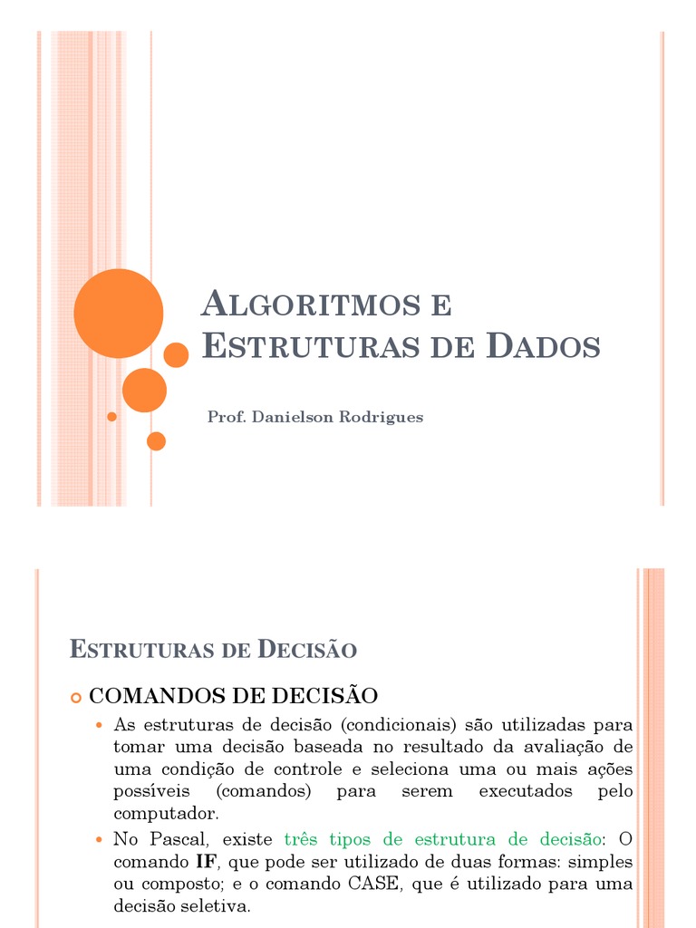 Aula5 Programacao Em Pascal Estruturas De Decisao E Repeticao Pdf