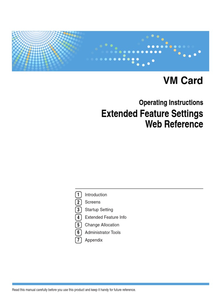 VM Card Extended Feature Settings Web Reference: Operating Instructions ...