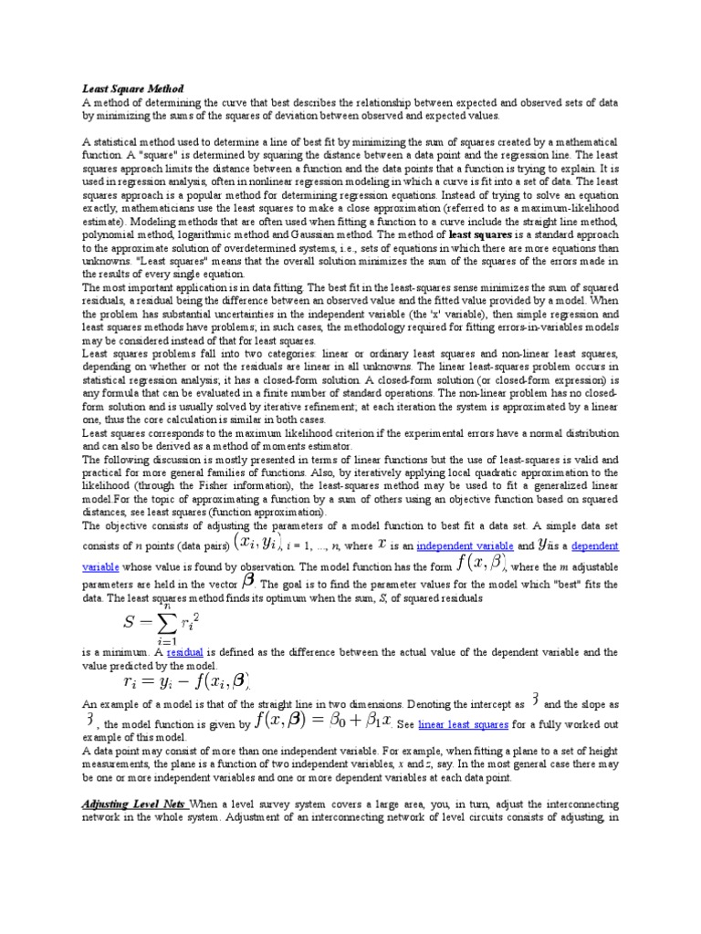 Least Square Method | PDF | Least Squares | Regression Analysis