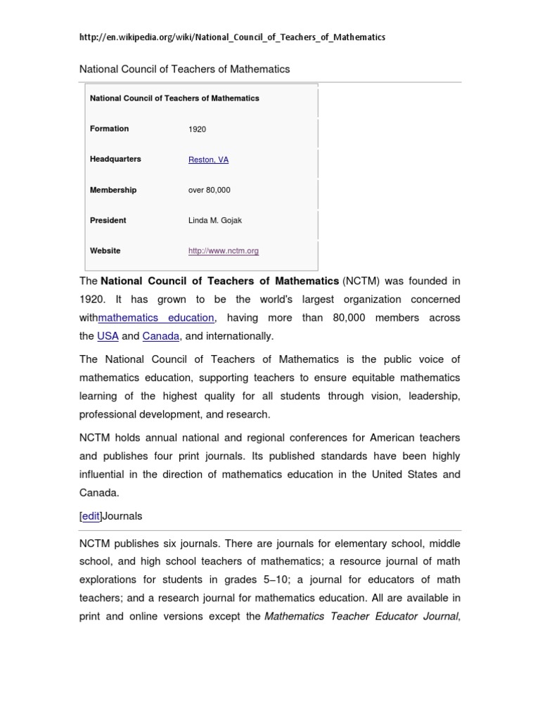 National Council of Teachers of Mathematics | National Council Of ...