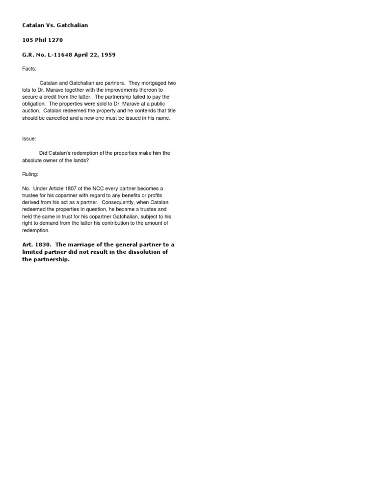 Catalan V Gatchalian | PDF