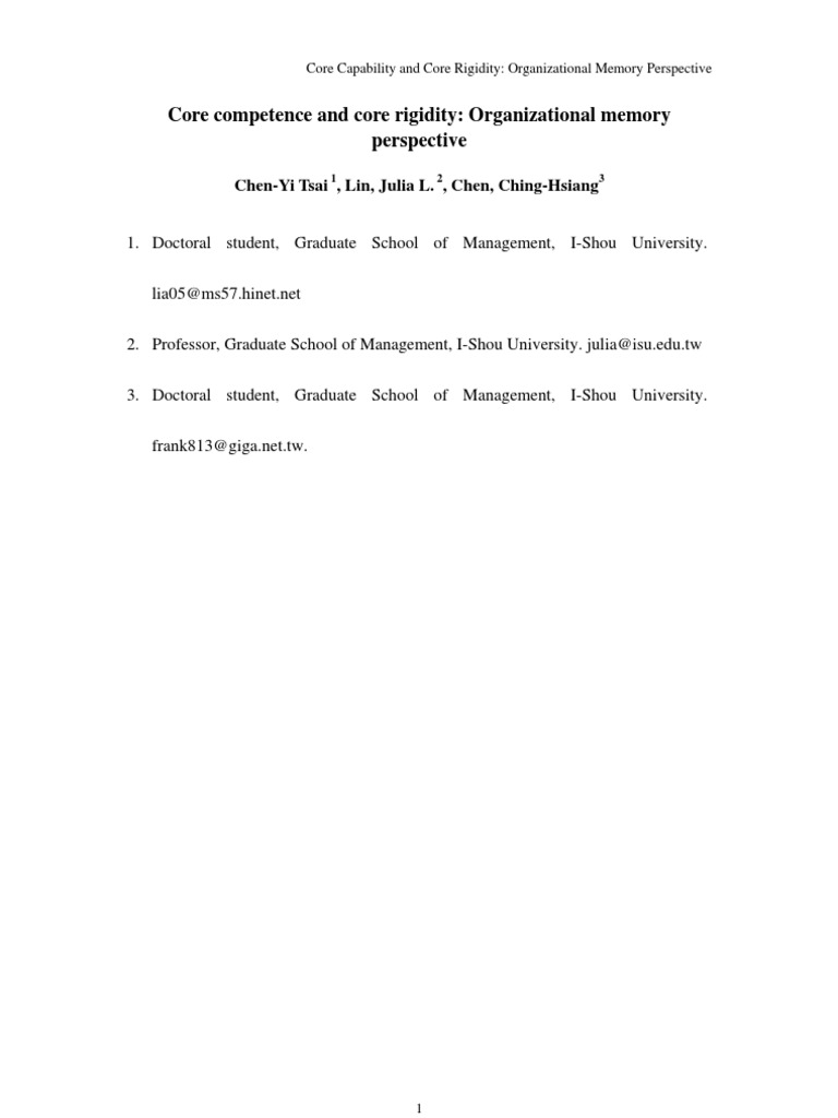 06 Core Capability and Core Rigidity | PDF | Memory | Strategic Management