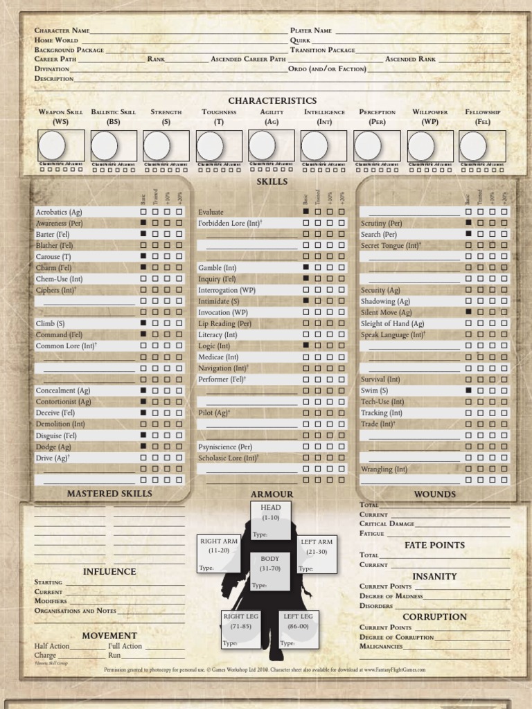 Ascension Character Sheet | PDF | Leisure