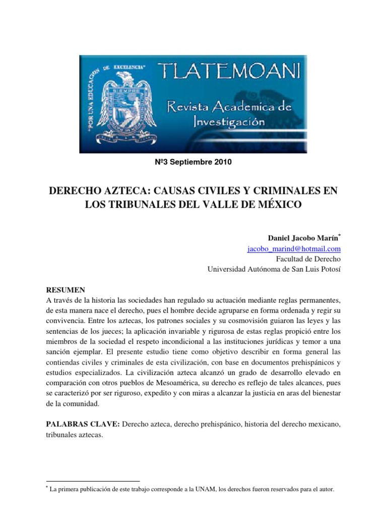Derecho Azteca: Tribunales y Causas | PDF | azteca | México