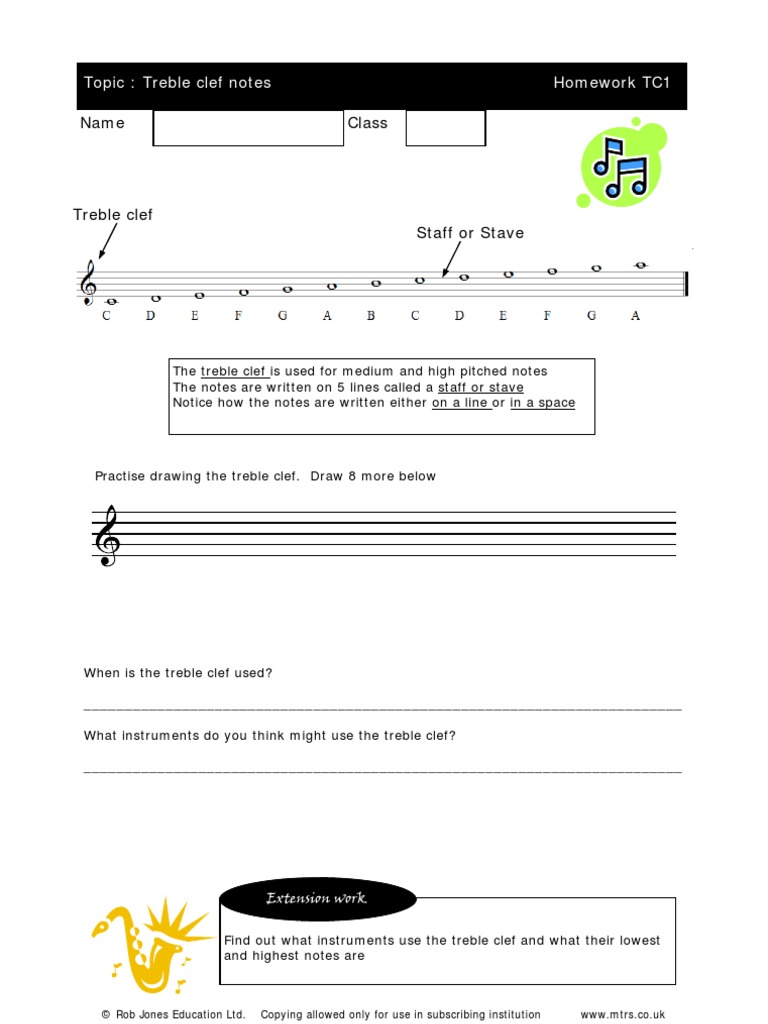 Notation For Treble and Bass Clef | PDF | Clef | Elements Of Music