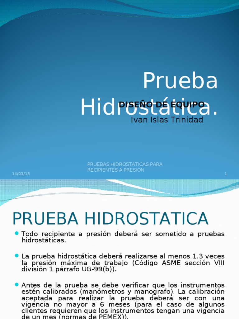Pruebas Hidrostaticas | PDF | Presión | Bomba