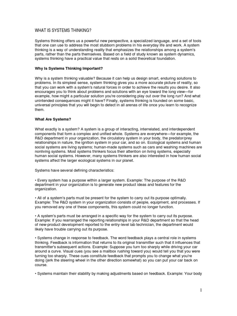 System Thinking | PDF | Systems Thinking | System