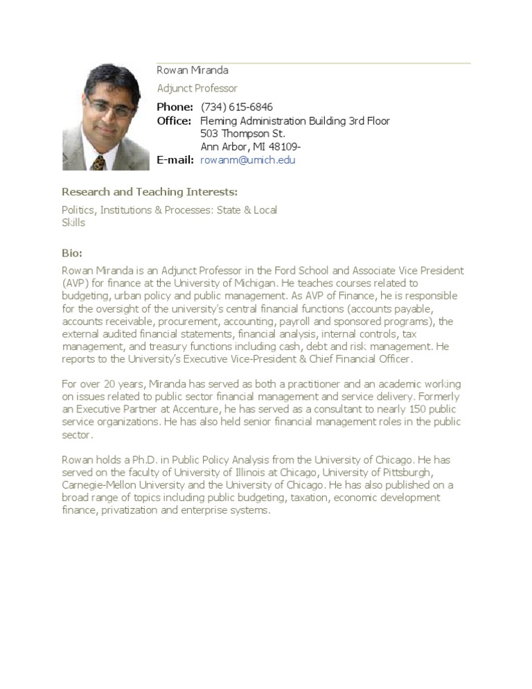 Rowan Miranda Bio | PDF