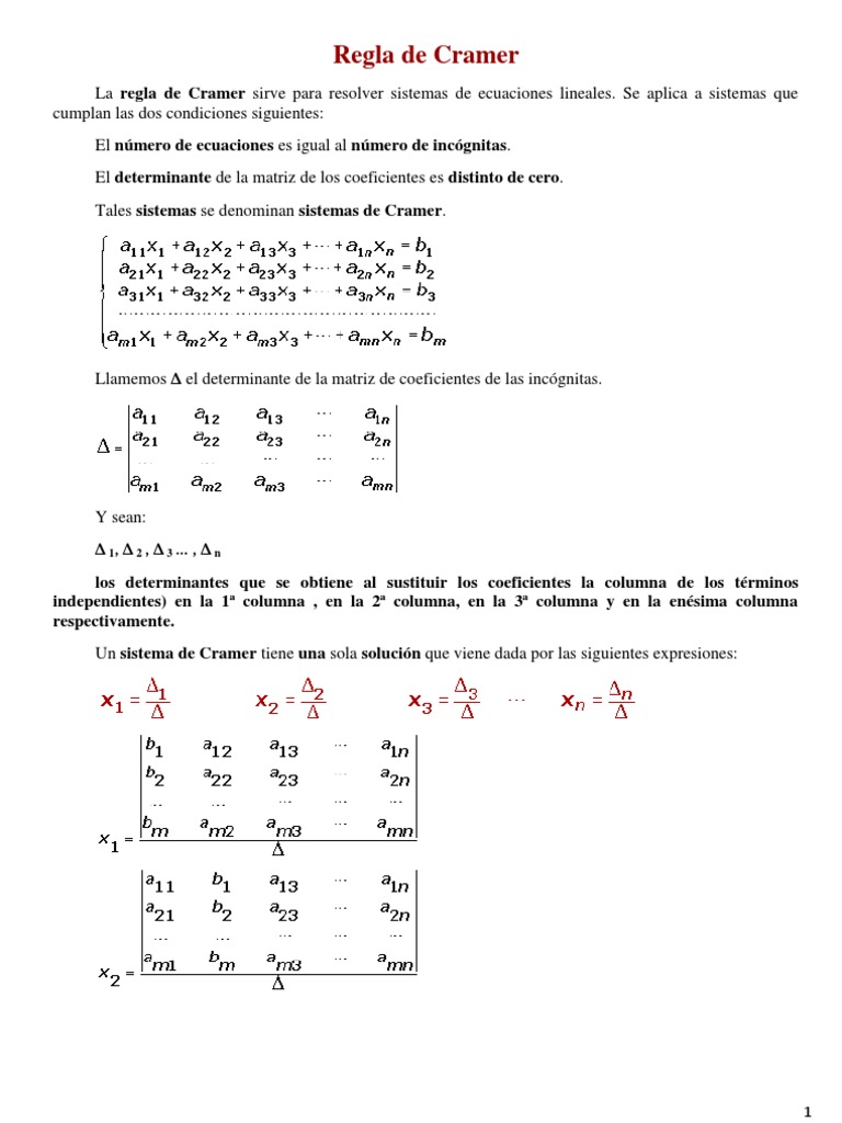 Regla de Cramer | PDF