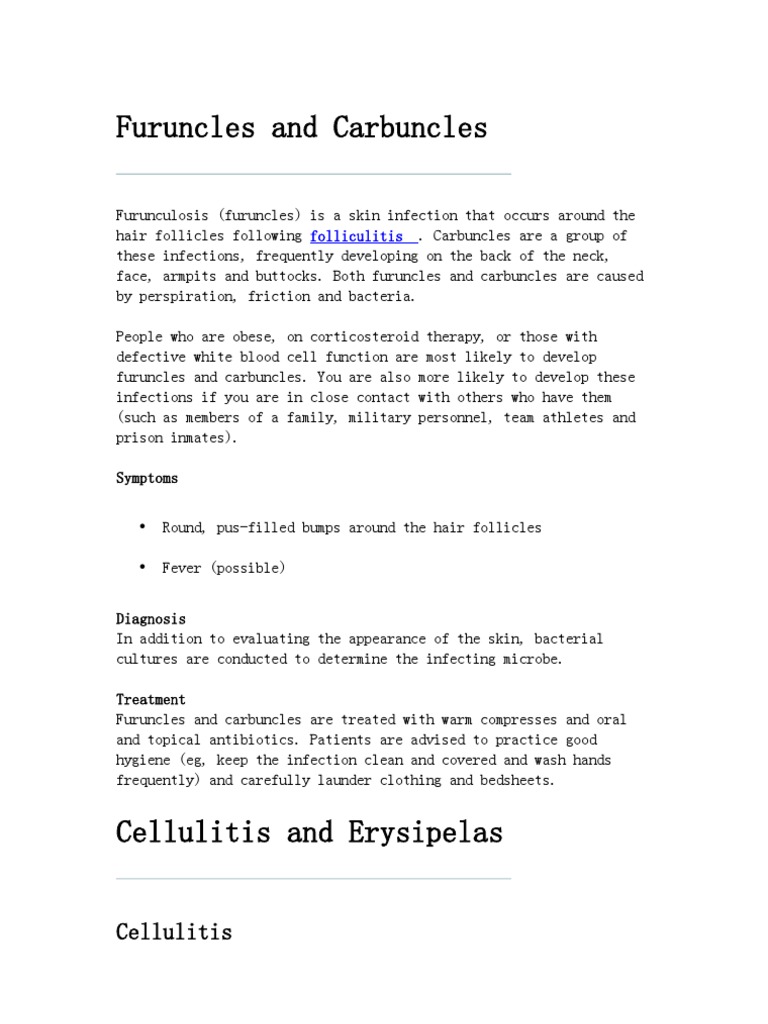 Furuncles and Carbuncles: Cellulitis | PDF | Sepsis | Epidemiology