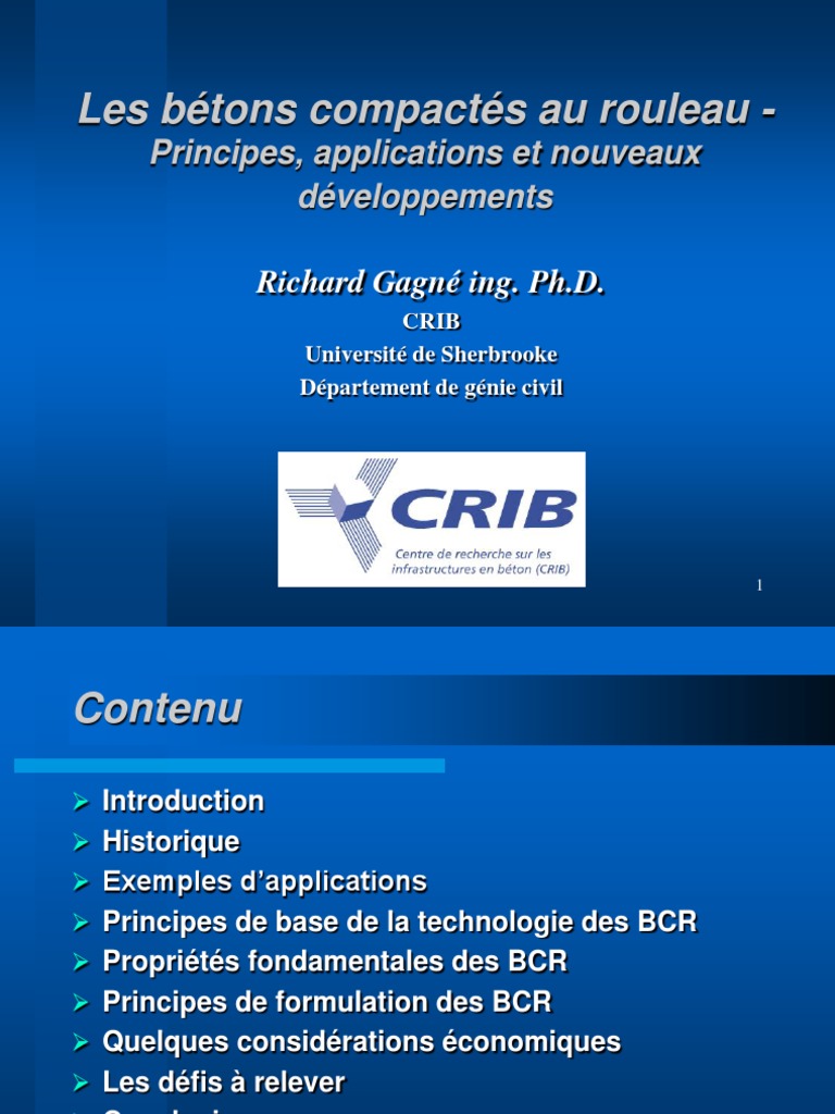 Béton Compacté au Rouleau : Applications et Avantages | PDF | Barrage ...