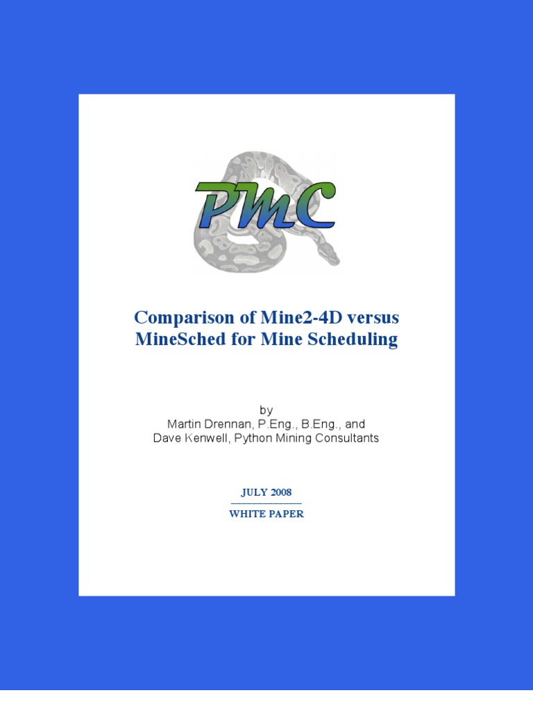 Comparing Mine2-4D and MineSched Mine Scheduling Software: A Focus on ...