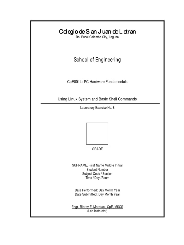 CpE001L Lab Exercise # 8 - Using Linux System and Basic Shell Commands | PDF | Command Line ...