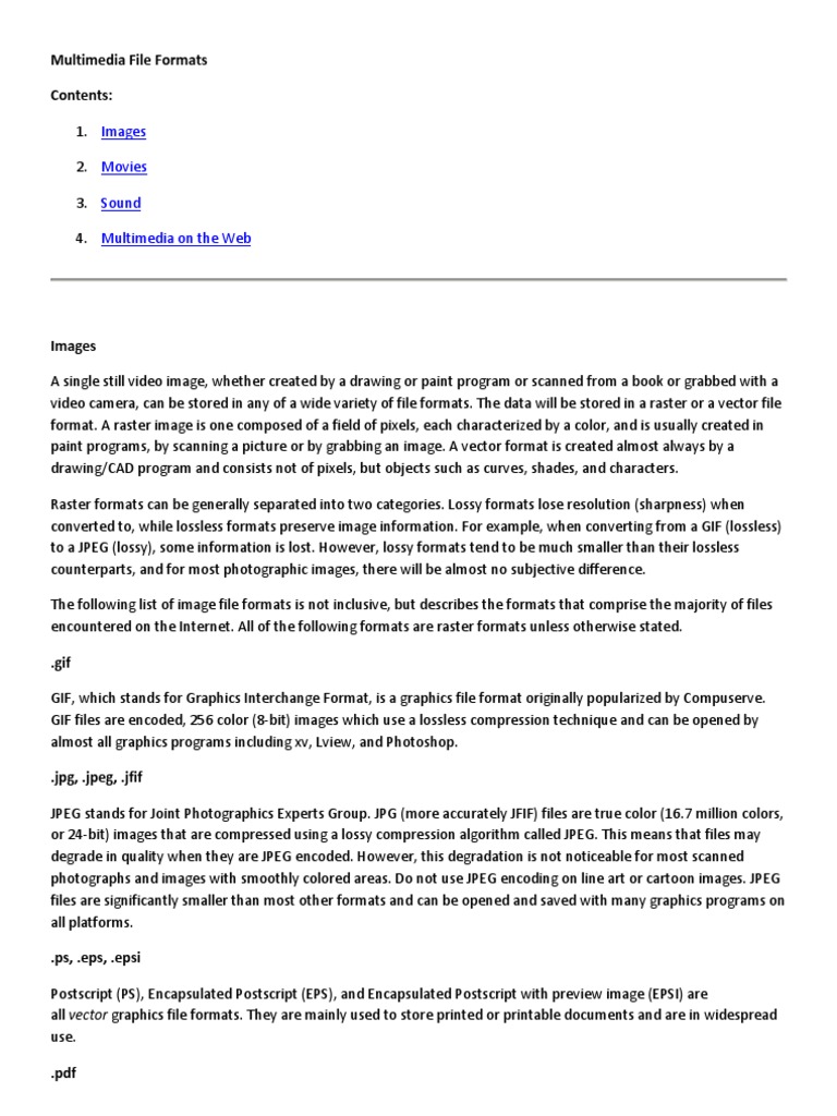 A Guide to Common Multimedia File Formats | PDF | Data Compression | Mp3