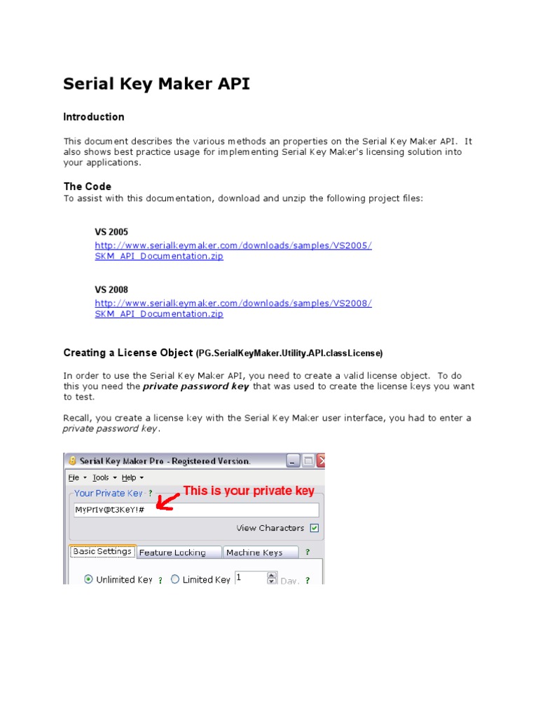 Serial Key Maker API | PDF | C Sharp (Programming Language) | Application Programming Interface