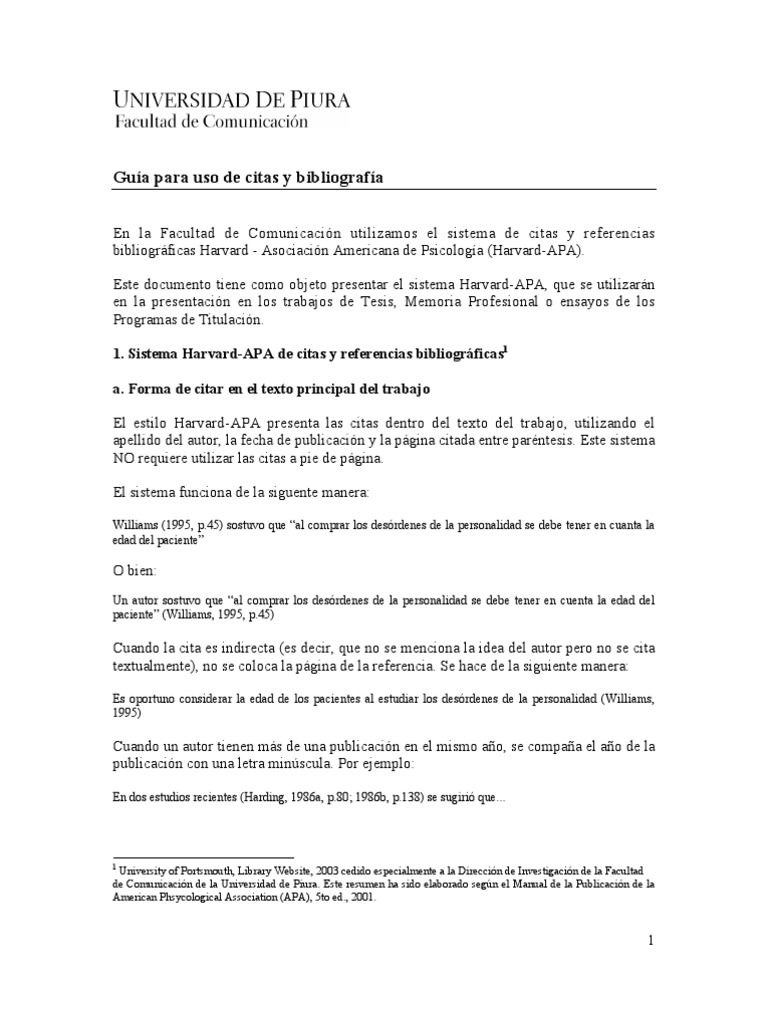 Guía de citas y bibliografía Harvard-APA | PDF | Bibliografía | Red mundial