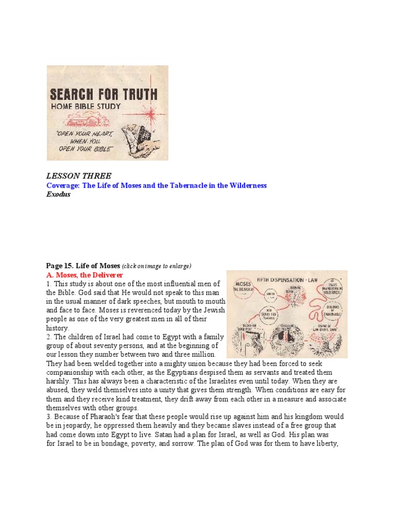 LESSON THREE Search For Truth | PDF | Moses | Tabernacle