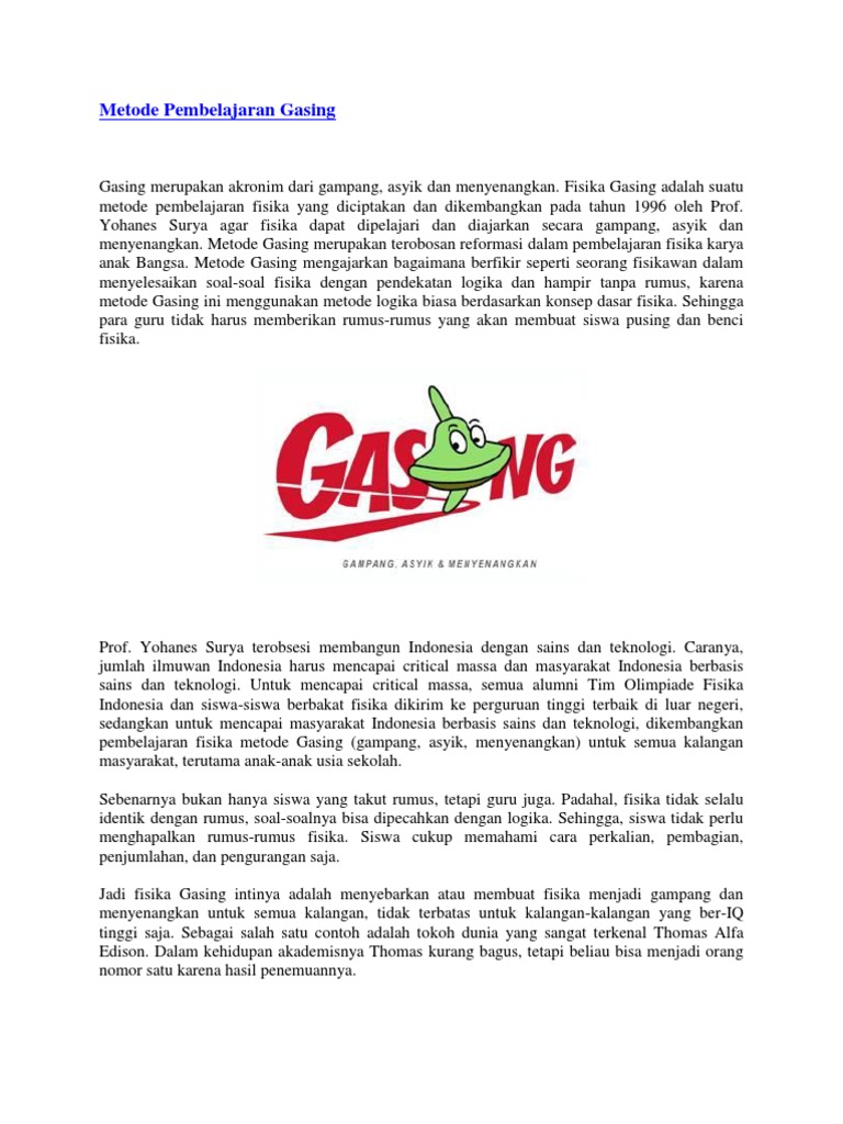 Metode Gasing: Fisika Gampang dan Menyenangkan | PDF | Kesehatan ...