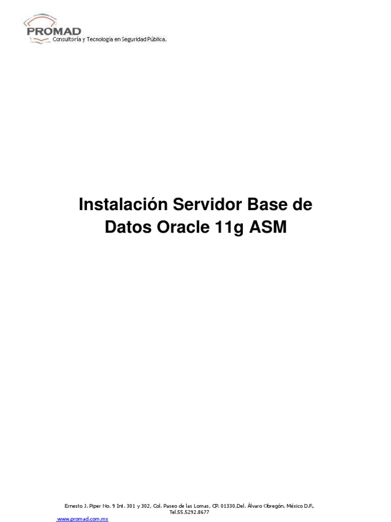 Instalación Servidor Base de Datos Oracle 11g ASM | PDF | Base de datos Oracle | Áreas de ...