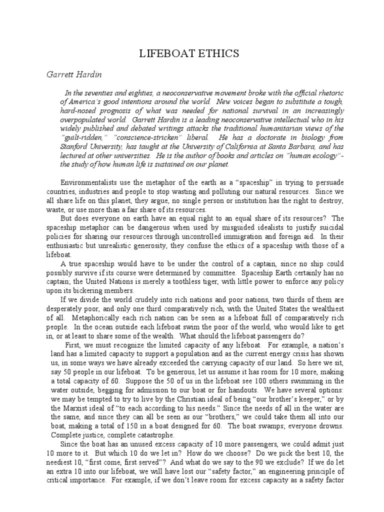 Lifeboat Ethics | PDF | Green Revolution | Aids