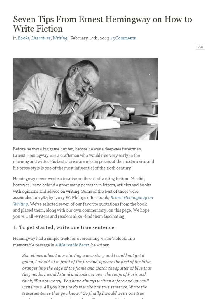 Hemingway's 7 Writing Tips | PDF | Ernest Hemingway