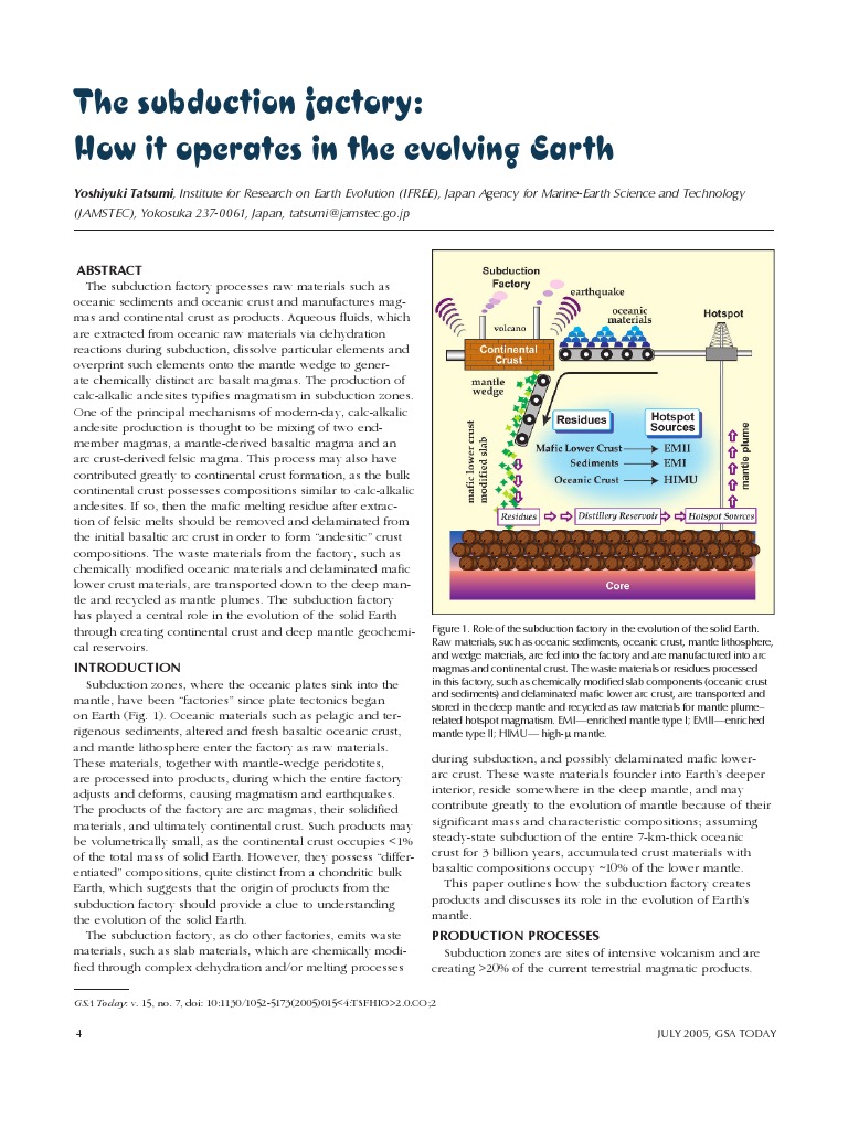 The Subduction Factory: How it Processes Raw Materials and Produces ...