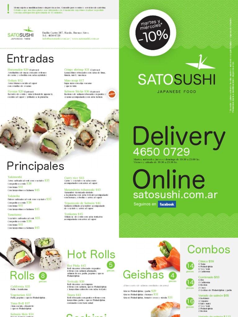 Menú Sato | PDF | Preparación de comida y bebida | Comida y bebida