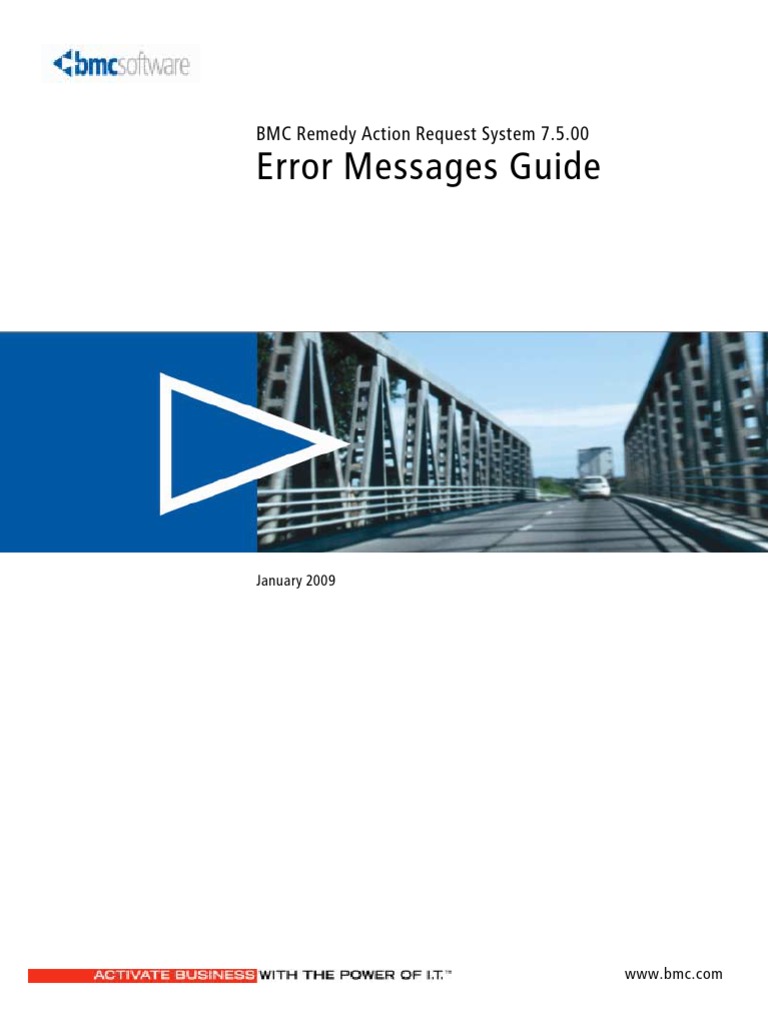 BMC Remedy Action Request System 7 5 00 Error Messages Guide PDF