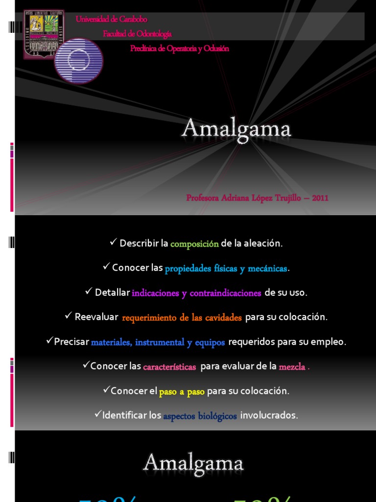 Composición y Uso de Amalgama Dental | PDF | Estaño | Cobre