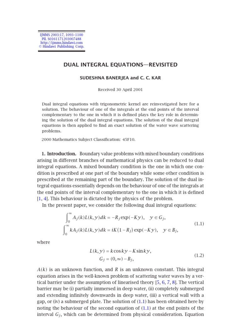 Dual Integral Equations | PDF | Integral | Artificial Neural Network