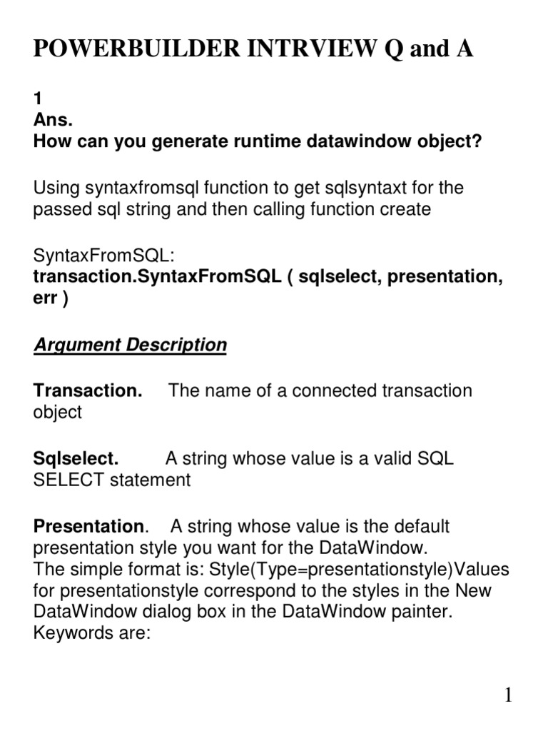 PowerBuilder Interview Q&A Guide | PDF | Parameter (Computer Programming) | Sql