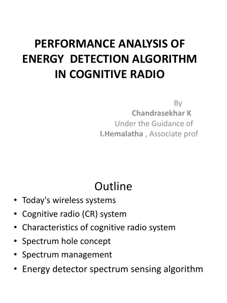 Performance Analysis of Energy Detection Algorithm in Cognitive Radio ...