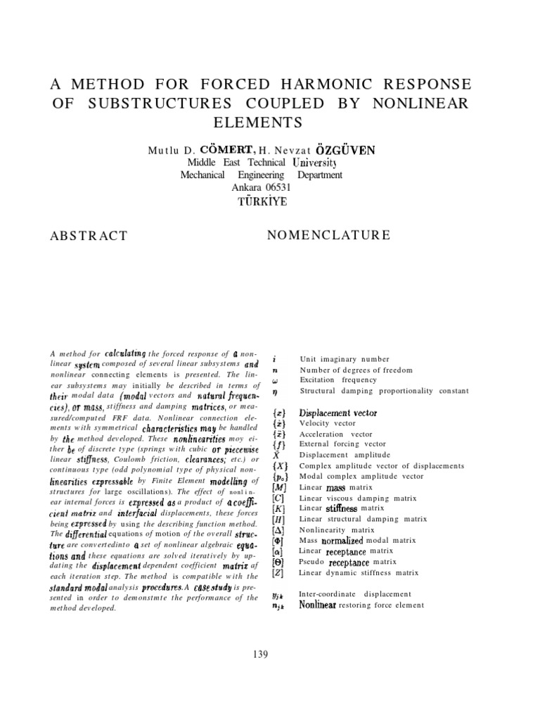 IMAC XIII 13th 13 5 3 A Method Forced Harmonic Response Substructures Coupled by Non Linear PDF ...