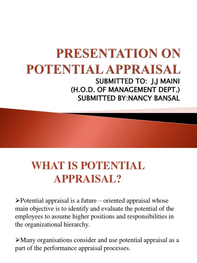 Presentation On Potential Appraisal | PDF