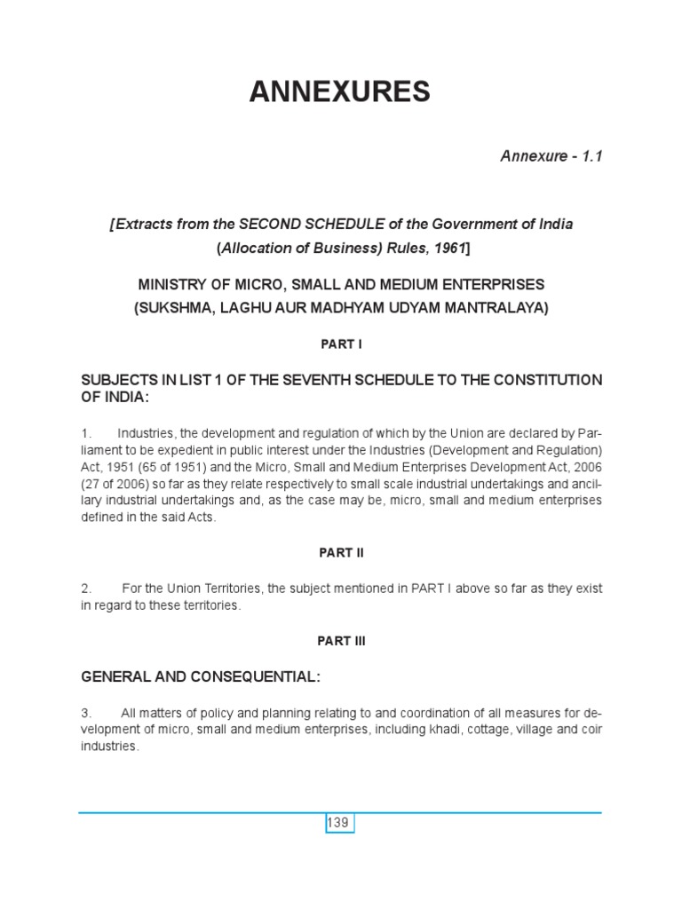 Annexures: (Extracts From The SECOND SCHEDULE of The Government of ...