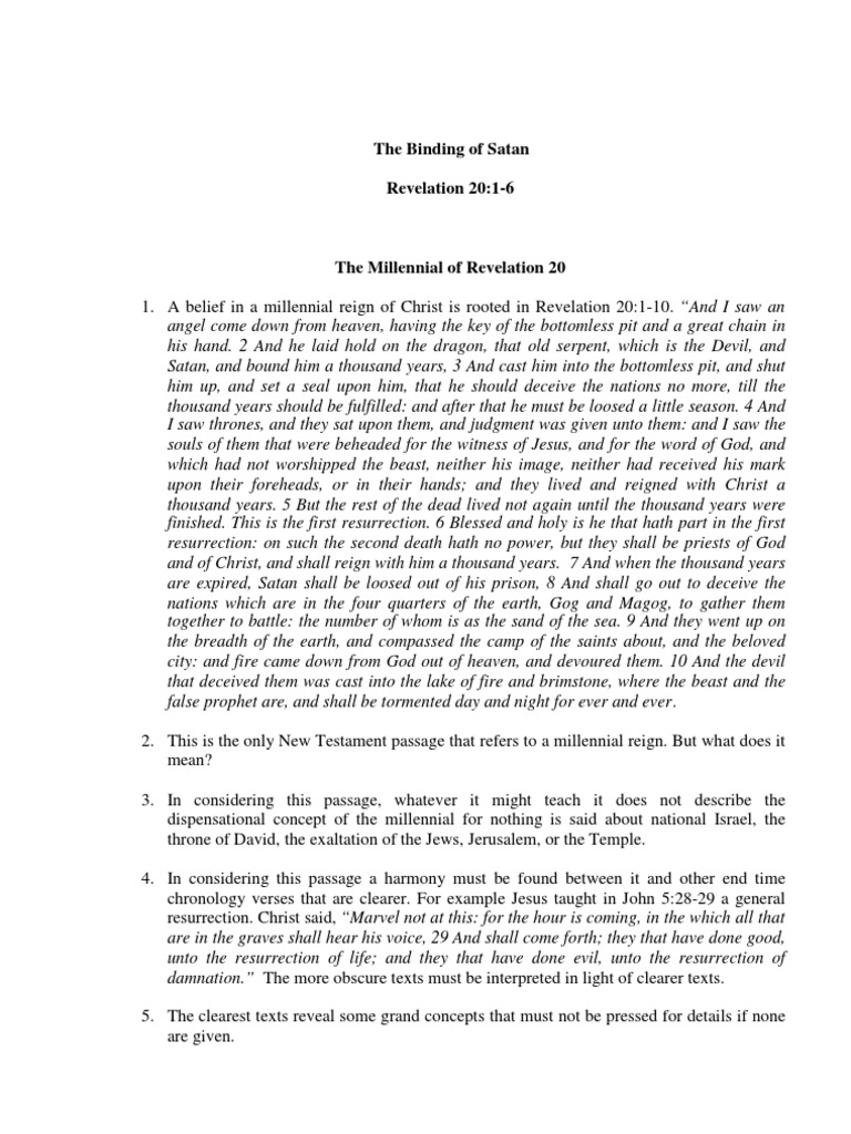 Doctrine of Binding of Satan | PDF | Last Judgment | Eternal Life ...