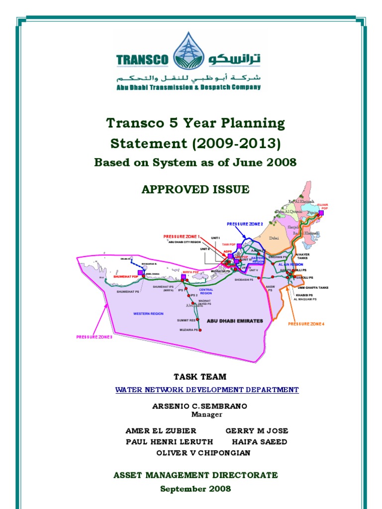 TRANSCO Water Five Year Planning Statement 2009-2013 - Approved Issue ...