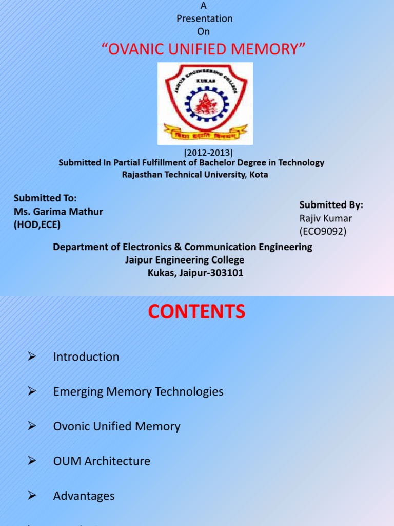 Ovonic Unified Memory | PDF | Random Access Memory | Computer Hardware