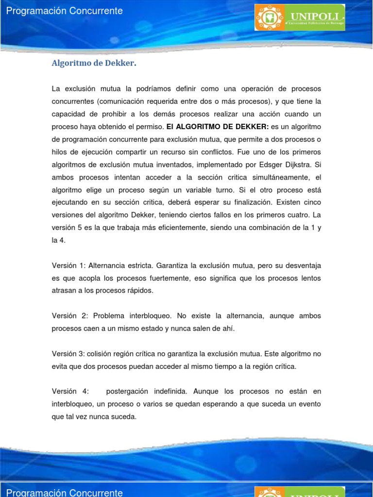Algoritmo de Dekker | PDF | Algoritmos | Computación concurrente