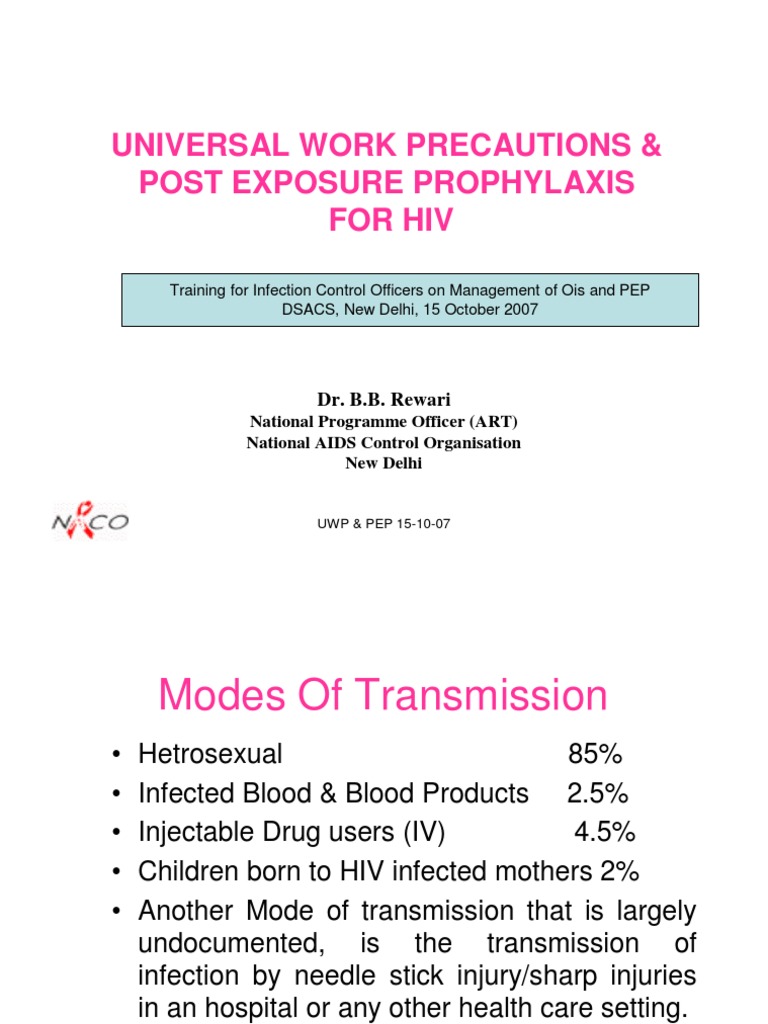 Post Exposure Prophylaxis & Universal Work Precautions - PP | PDF ...