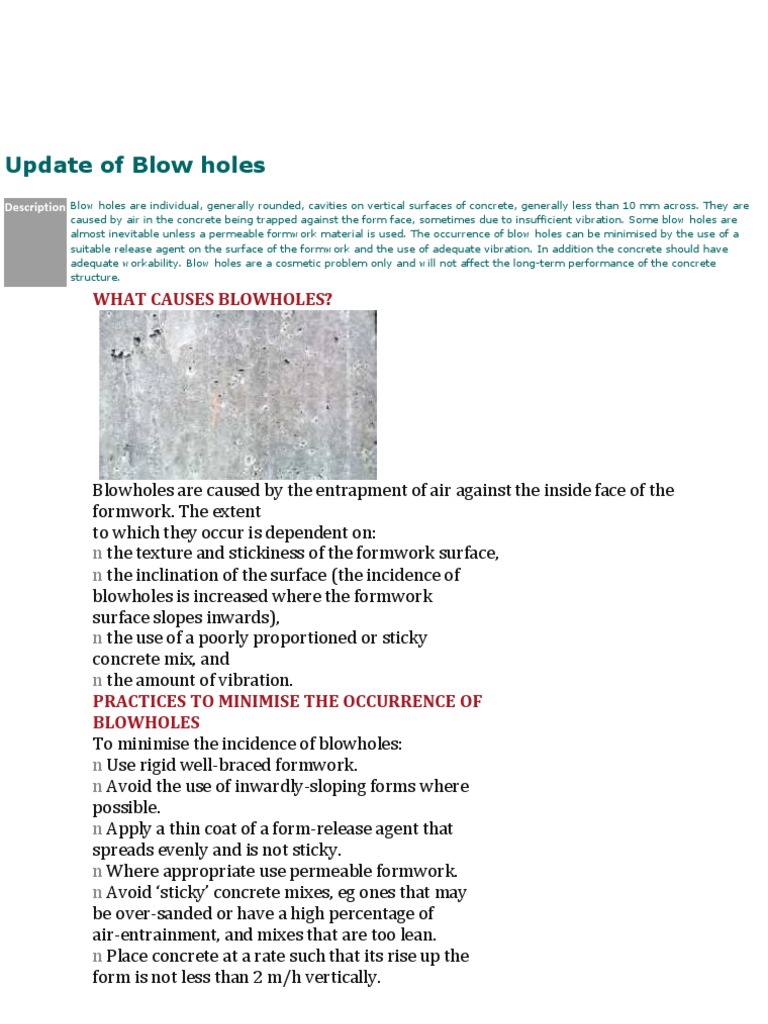 Blow Holes | Concrete | Industries