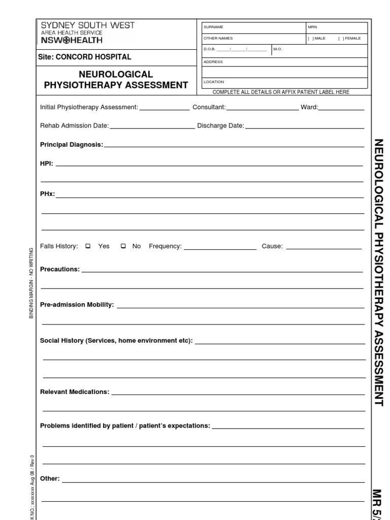 Neurological Physiotherapy Assessment Form | PDF | Anatomical Terms Of ...