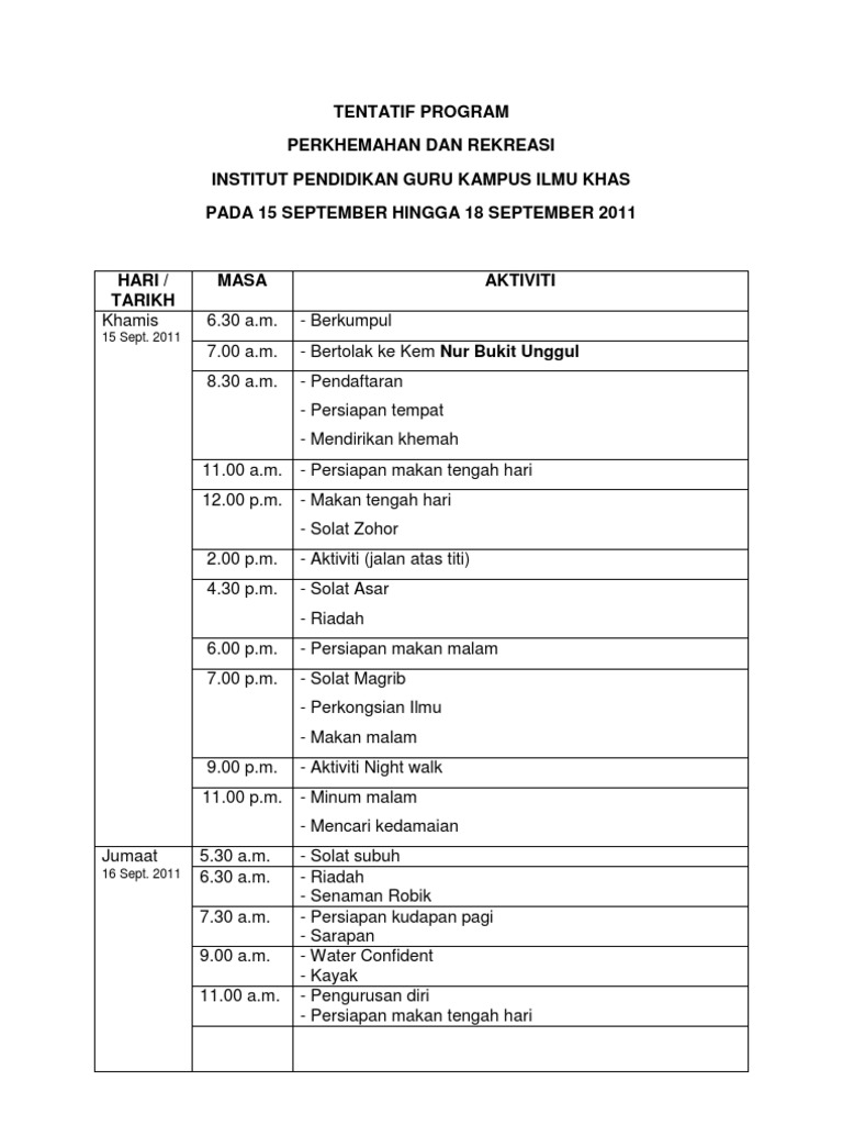 Tentatif Program | PDF
