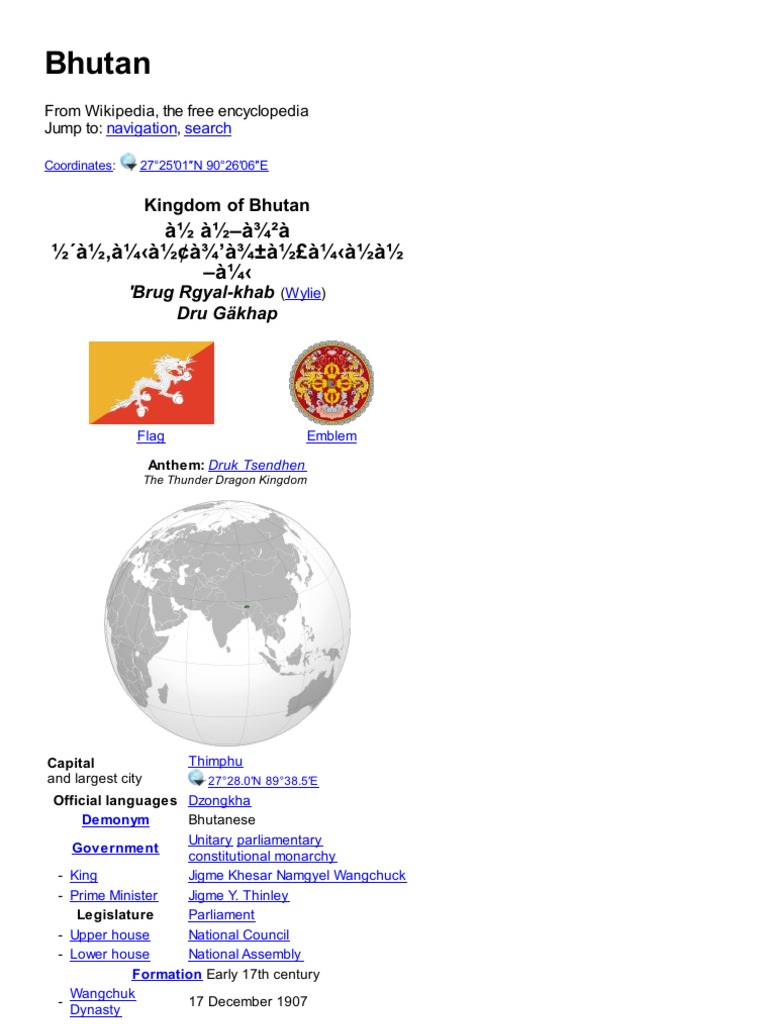 Kingdom of Bhutan | PDF | Bhutan | Conservation