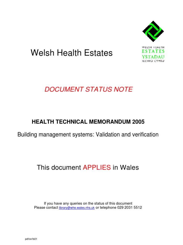 Welsh Health Estates: Document Status Note | PDF | Safety ...